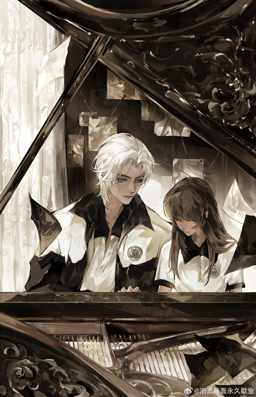 Safebooru - absurdres brown hair character request closed mouth collared shirt copyright request ...