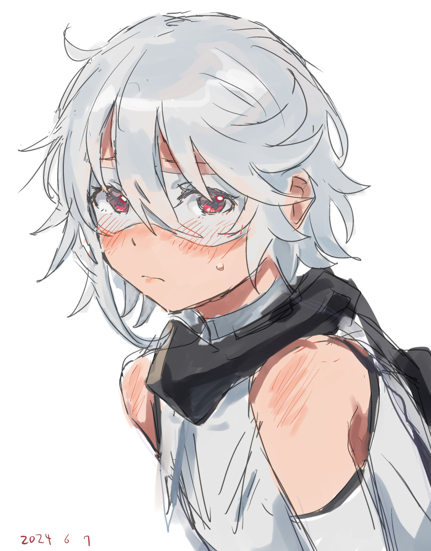 Safebooru - 1girl absurdres bare shoulders blush dated detached sleeves ...