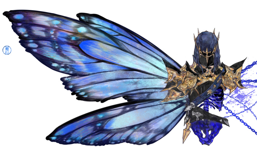 Safebooru - 1other ambiguous gender armor blue wings bone breastplate ...