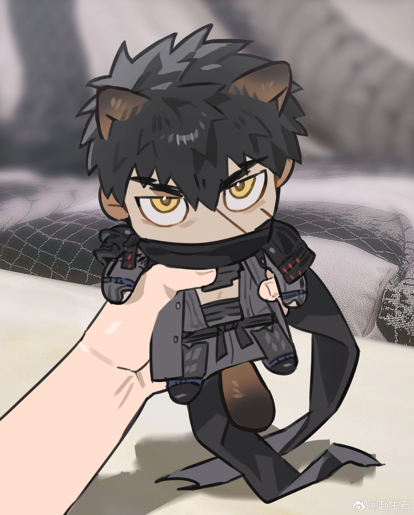 Safebooru - 1boy absurdres animal ears bannriishi black hair chibi ...