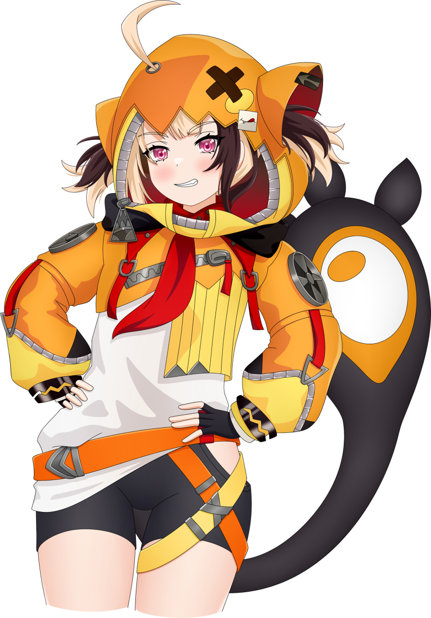 Safebooru - 1girl absurdres animal ear hood bike shorts blush cyari ...