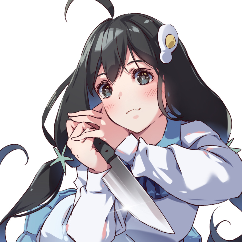 Safebooru - ahoge araragi tsukihi black eyes black hair blush choppy ...