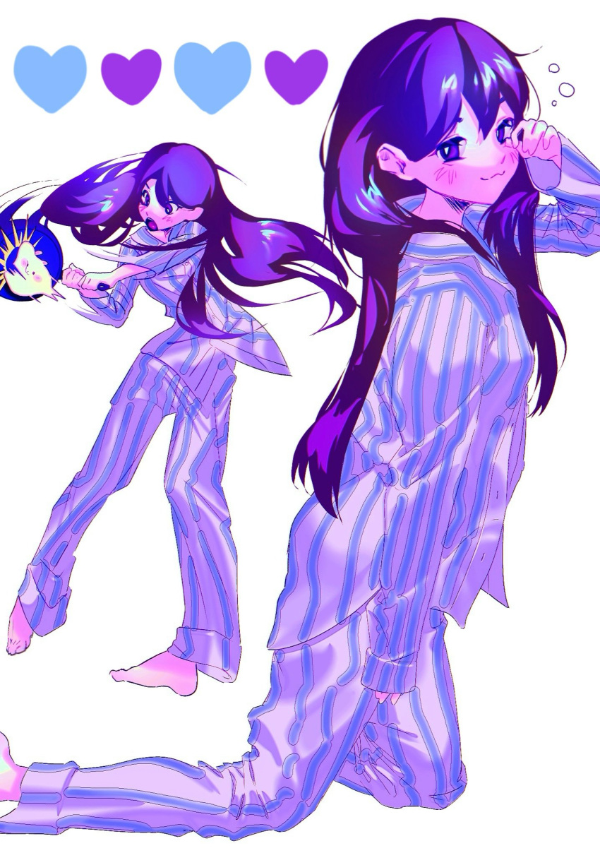 Safebooru - 1girl :3 barefoot closed mouth colored skin cosplay forest bunny (omori) frying pan ...