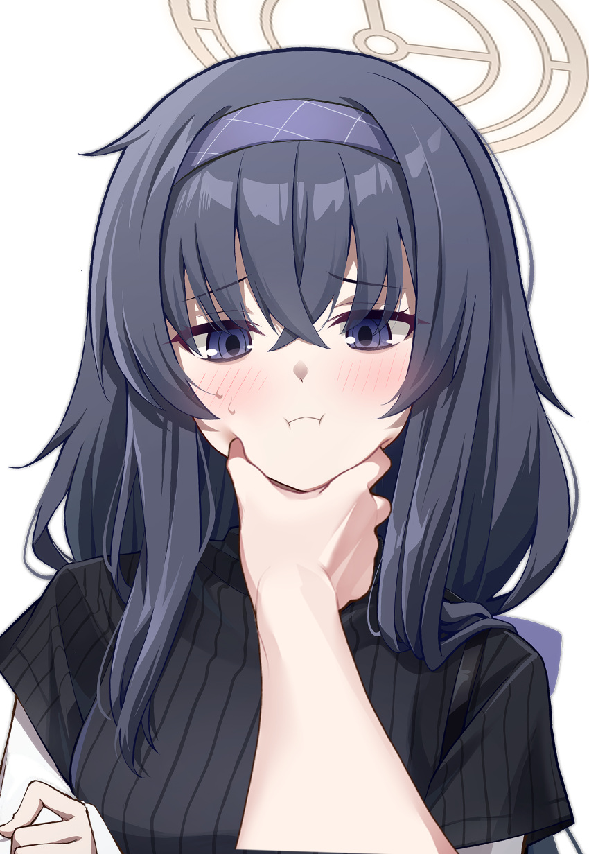 Safebooru - ... 1girl :i absurdres alternate costume bags under eyes black hair black sweater ...