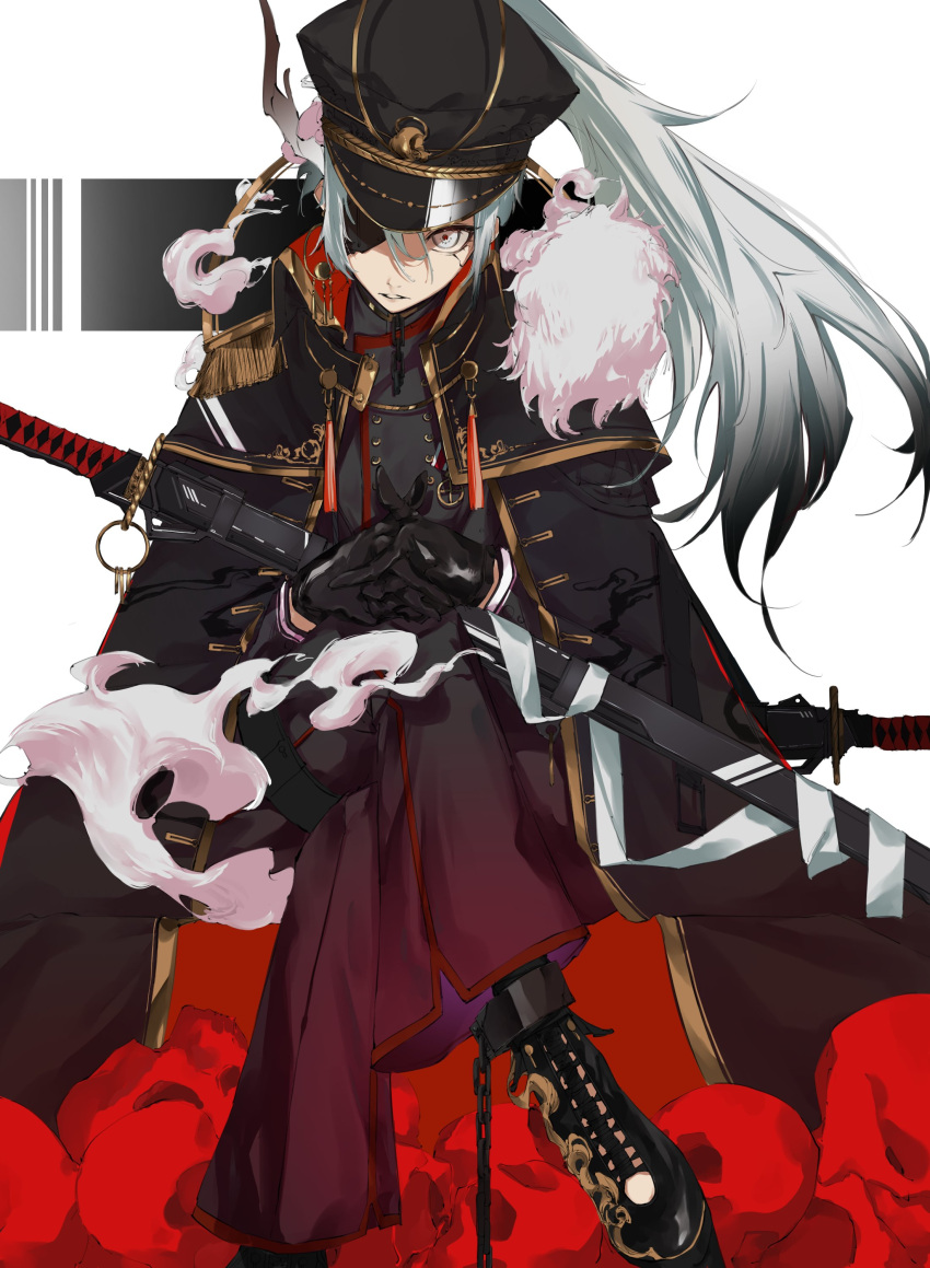 Safebooru - 1girl absurdres boat chain character request copyright request daichi gloves grey ...