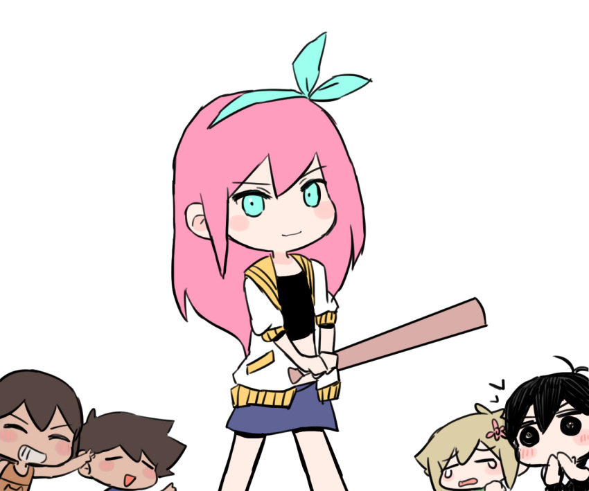 Safebooru - 1girl 4boys aubrey (faraway) (omori) aubrey (omori) baseball bat basil (faraway ...