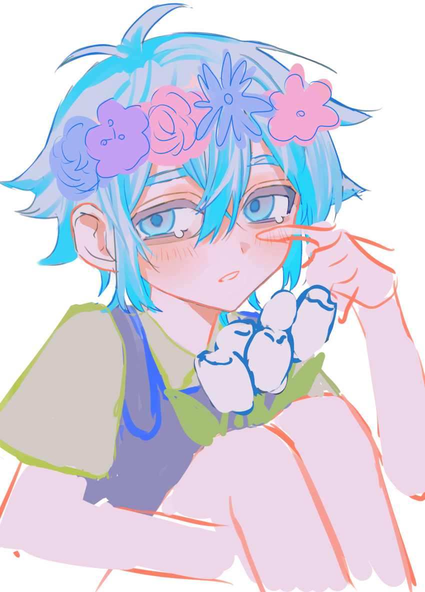 Safebooru - 1boy basil (headspace) (omori) basil (omori) blue overalls ...