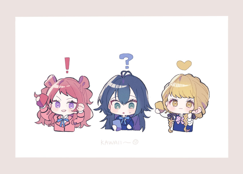 Safebooru - ! 3girls ? atrdlll blazer blue ribbon blue sweater vest ...