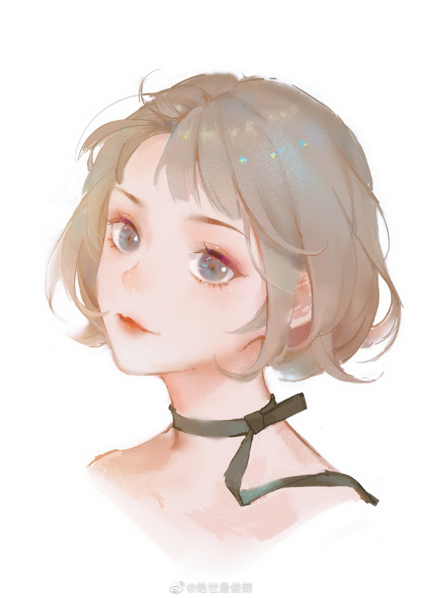 Safebooru - 1girl black ribbon blunt bangs brown hair chinese ...