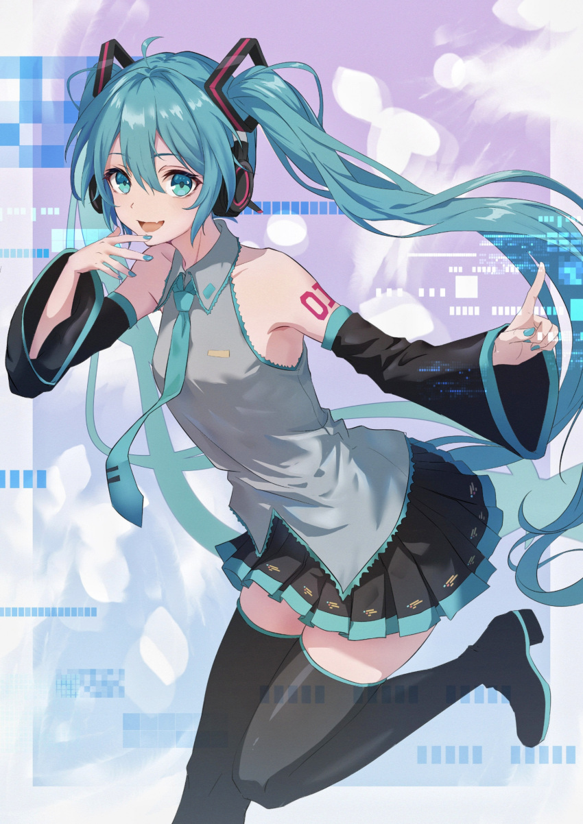 Safebooru - 1girl absurdres ahoge aqua eyes aqua hair aqua nails aqua ...