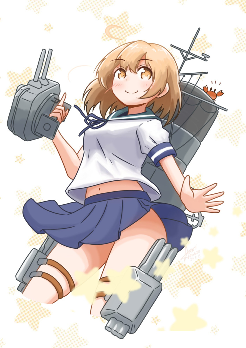 Safebooru - 1girl aaoi adapted turret blue neckerchief blue sailor collar blue skirt brown eyes ...