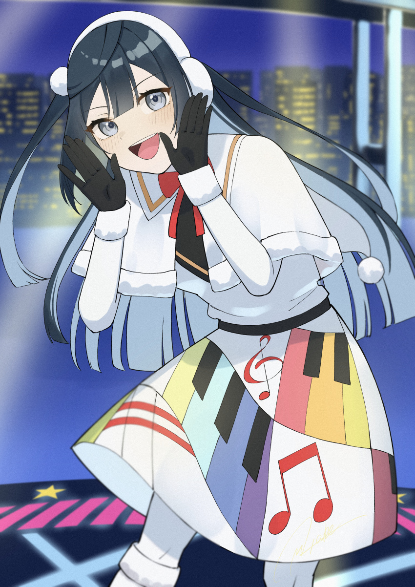 Safebooru - 1girl absurdres black gloves black hair capelet colorful dreams! colorful smiles ...