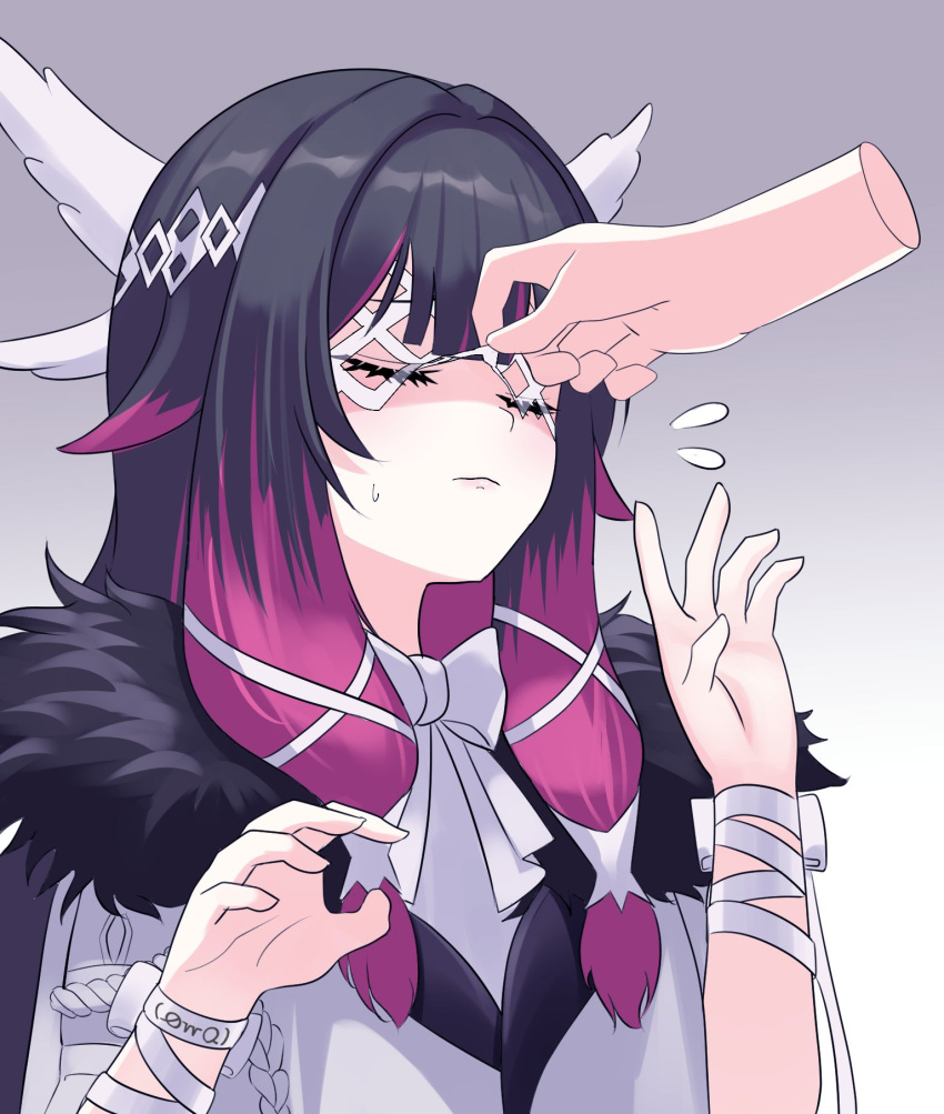 Safebooru - 1girl bandaged arm bandages black hair blunt bangs bow ...