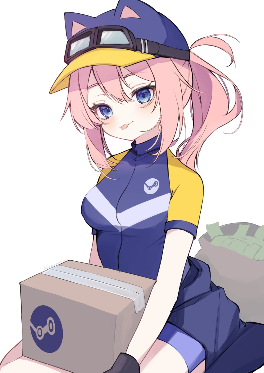 Safebooru - 1girl :p animal hat asagawa mikan baseball cap black gloves ...