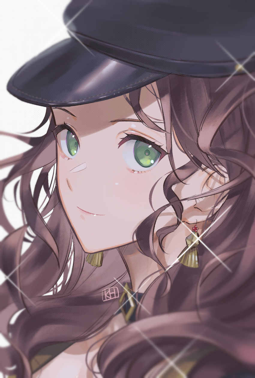 Safebooru 1girl Black Hat Brown Hair Cabbie Hat Closed Mouth 7659