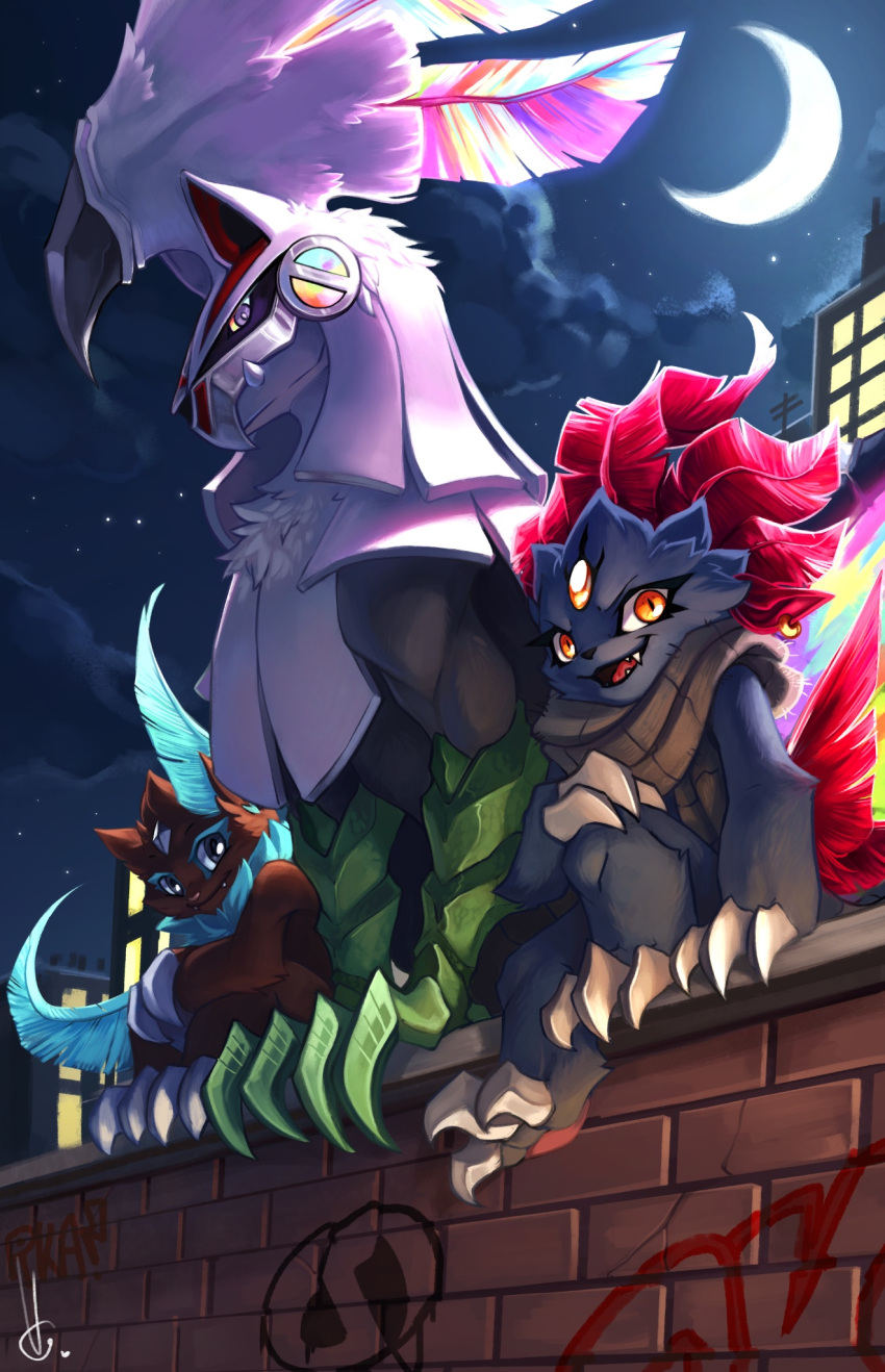 Safebooru - animal focus brick wall bright pupils building chest fluff closed mouth clouds ...