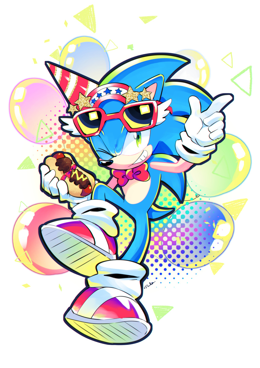 Safebooru - 1boy ;d absurdres animal ears balloon blue fur bow bowtie ...