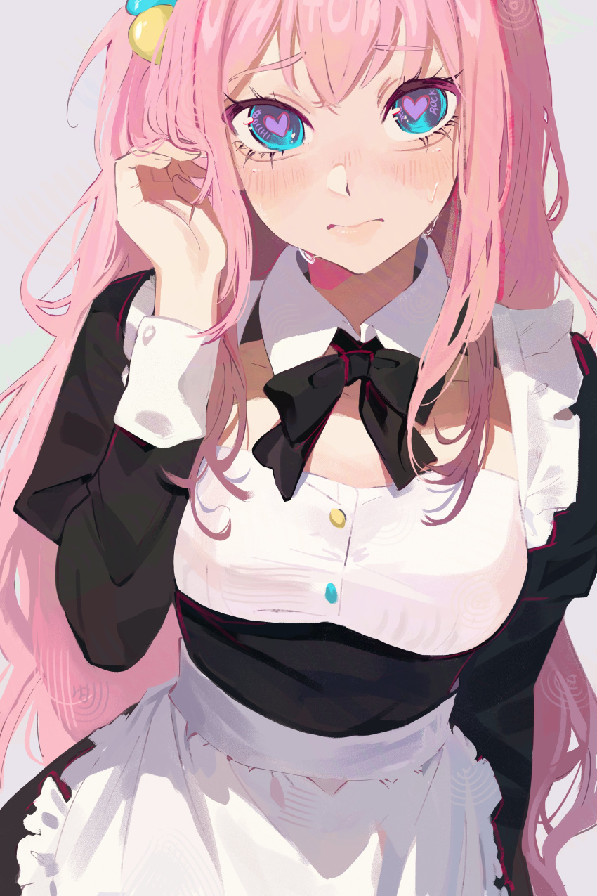 Safebooru - 1girl absurdres apron black bow black bowtie bocchi the rock! bow bowtie cube hair ...