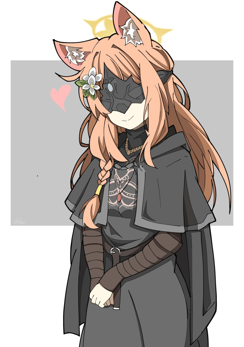 Safebooru - 1girl animal ear fluff animal ears black cape blindfold blue archive cape capelet ...