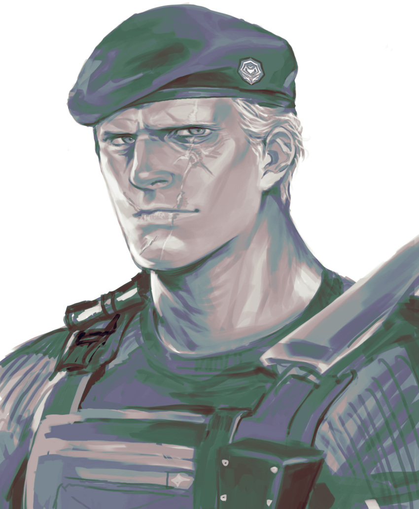 Safebooru - 1boy beret hat highres jack krauser looking at viewer male ...