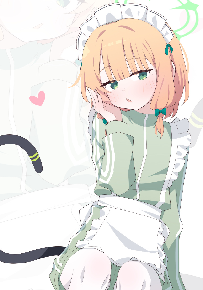 Safebooru - 1girl absurdres apron blonde hair blue archive cat tail green eyes green halo ...