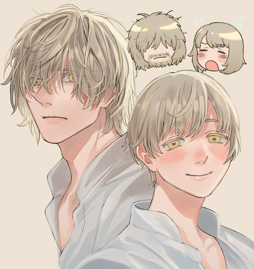 Safebooru - 1boy 1girl alternate hair length alternate hairstyle beard blonde hair blush brother ...