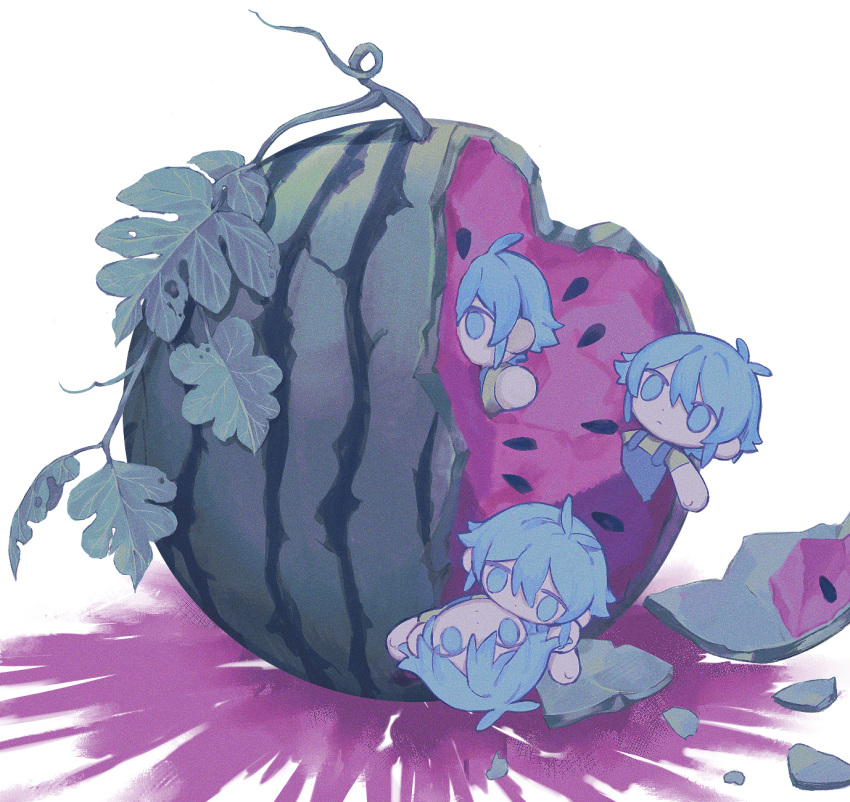 Safebooru - 4boys basil (headspace) (omori) basil (omori) blue overalls ...