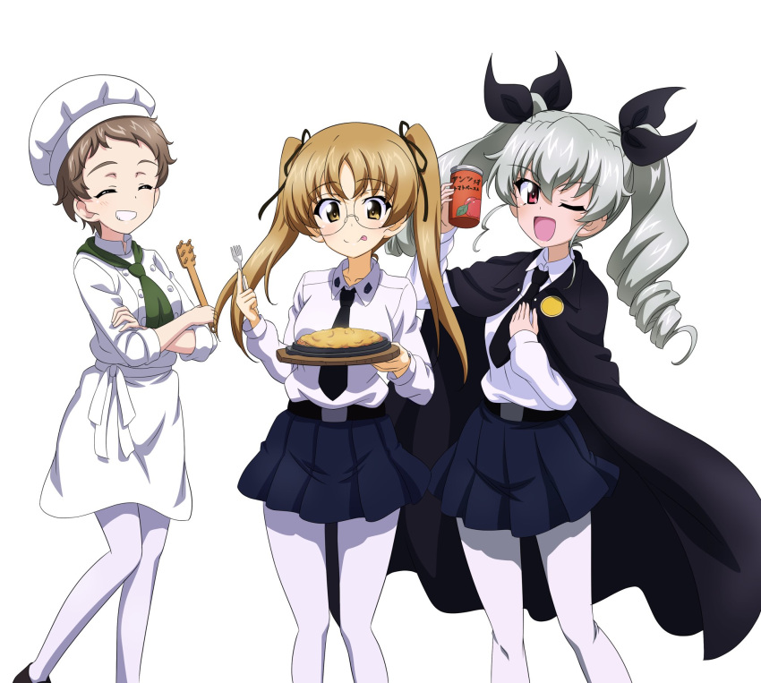Safebooru - 3girls anchovy (girls und panzer) anzio school uniform blonde hair blush breasts ...
