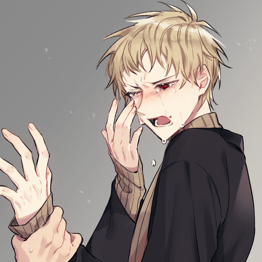Safebooru - 1boy atou haruki black jacket blonde hair blush brown sweater commentary request ...