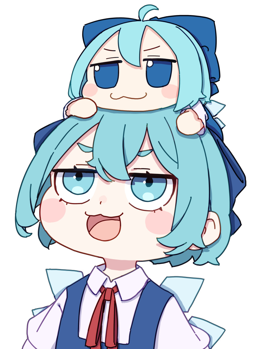 Safebooru - 1girl :3 absurdres ahoge blue bow blue dress blue eyes blue hair blush stickers bow ...