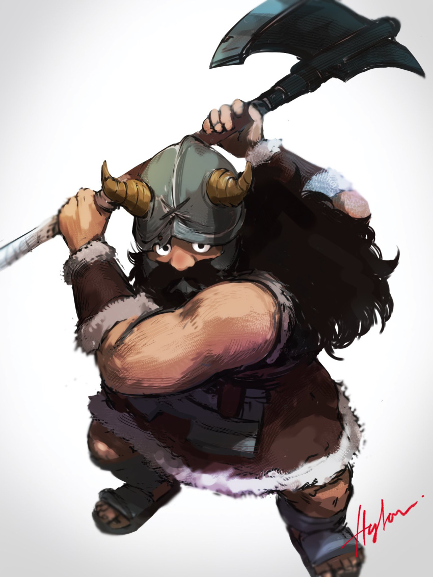 Safebooru - 1boy axe battle axe beard dungeon meshi dwarf facial hair ...