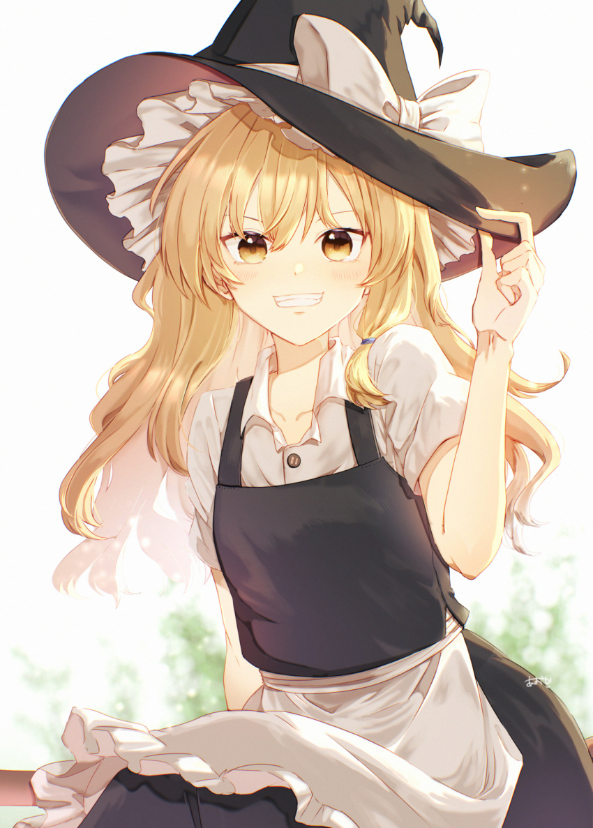 Safebooru - 1girl aoi (annbi) apron black skirt black vest blonde hair blush bow broom broom ...