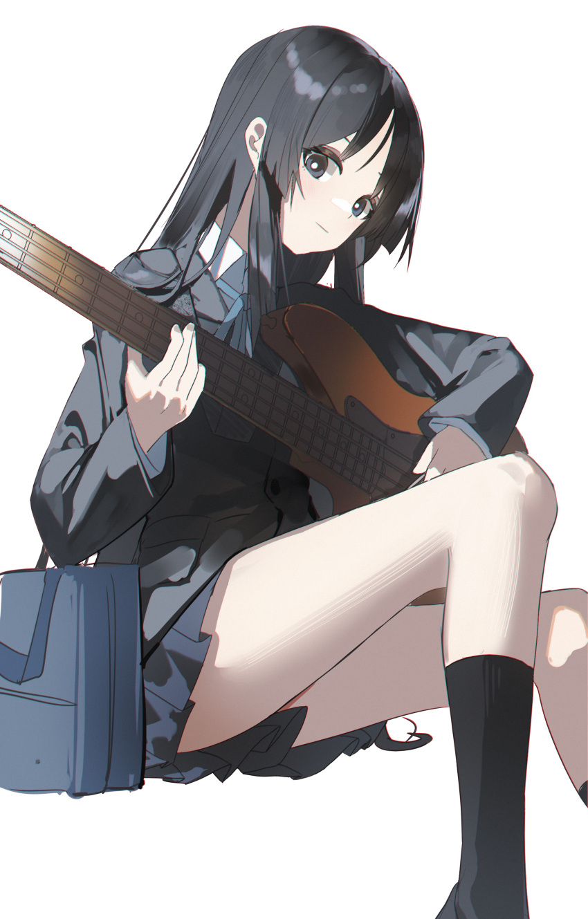 Safebooru - 1girl absurdres akiyama mio ankle socks bag black eyes black footwear black hair ...