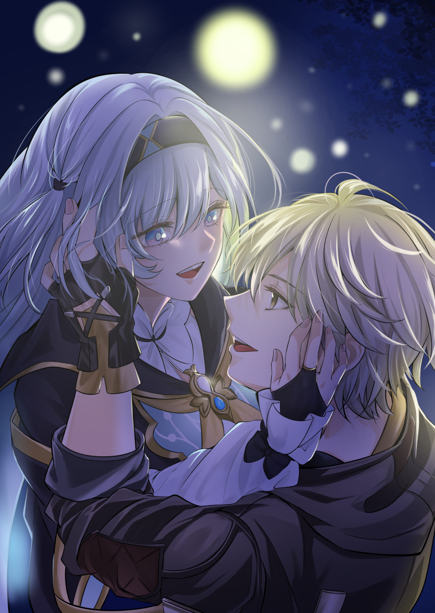 Safebooru - 1boy 1girl absurdres black coat black gloves black hairband ...