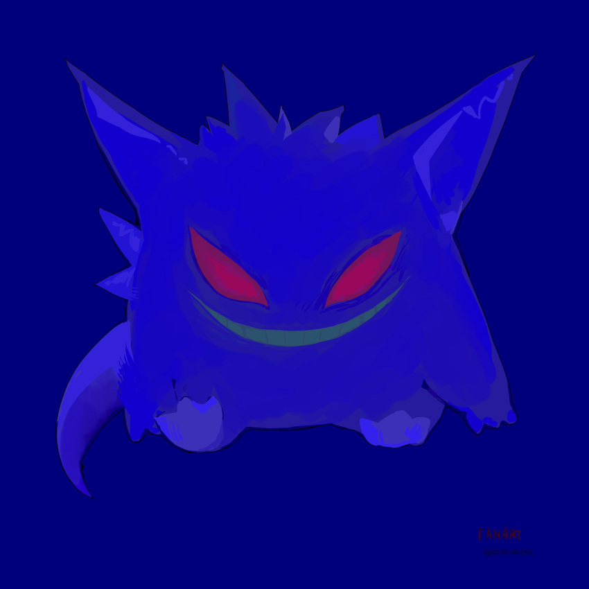 Safebooru - blue background full body gengar grin highres looking at ...