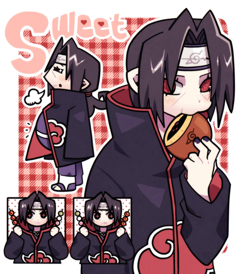 Safebooru - 1boy akatsuki uniform border closed eyes dorayaki eating ...