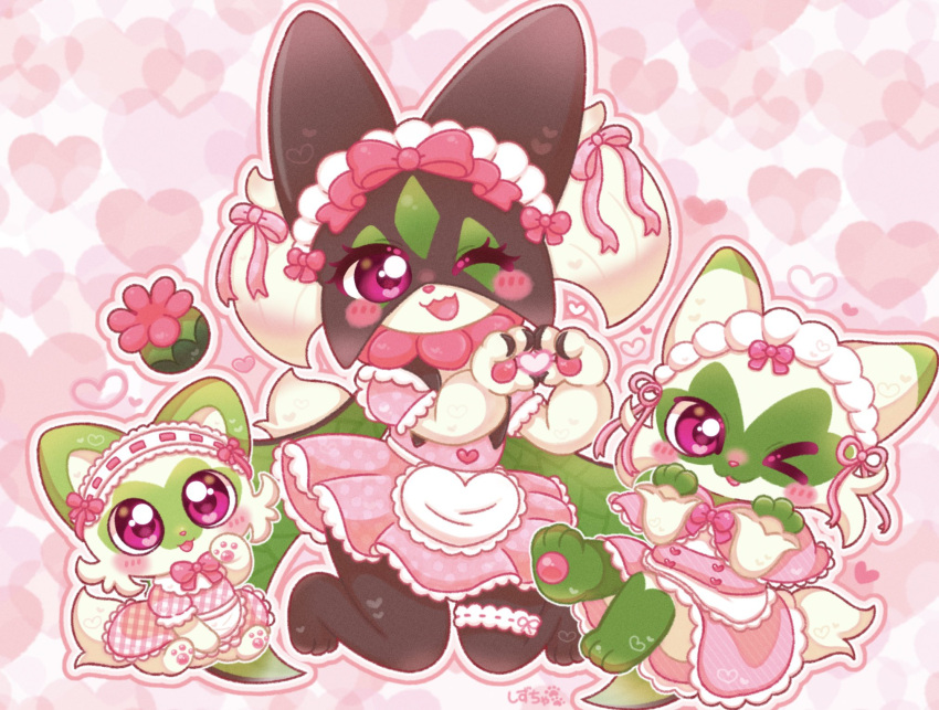 Safebooru - animal hands blush bow claws clothed pokemono floragato ...