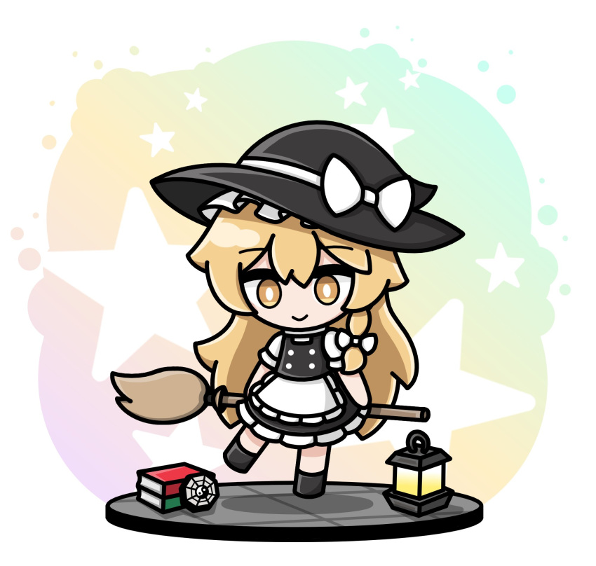 Safebooru - 1girl apron black dress blonde hair book book stack bow ...