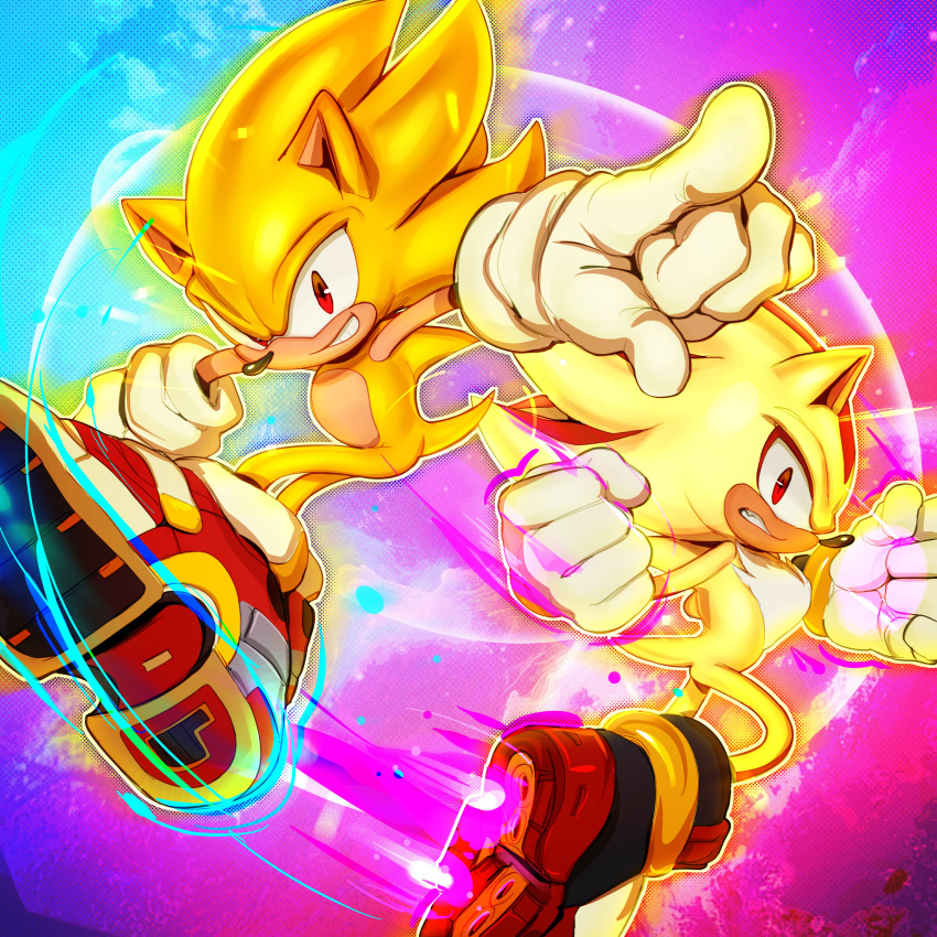 Safebooru - 2boys absurdres blue background cashumeru clenched hands ...