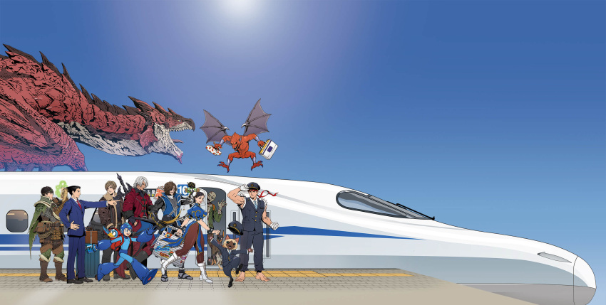 Safebooru - 1girl 6+boys ace attorney armor backpack bag beat (mega man ...