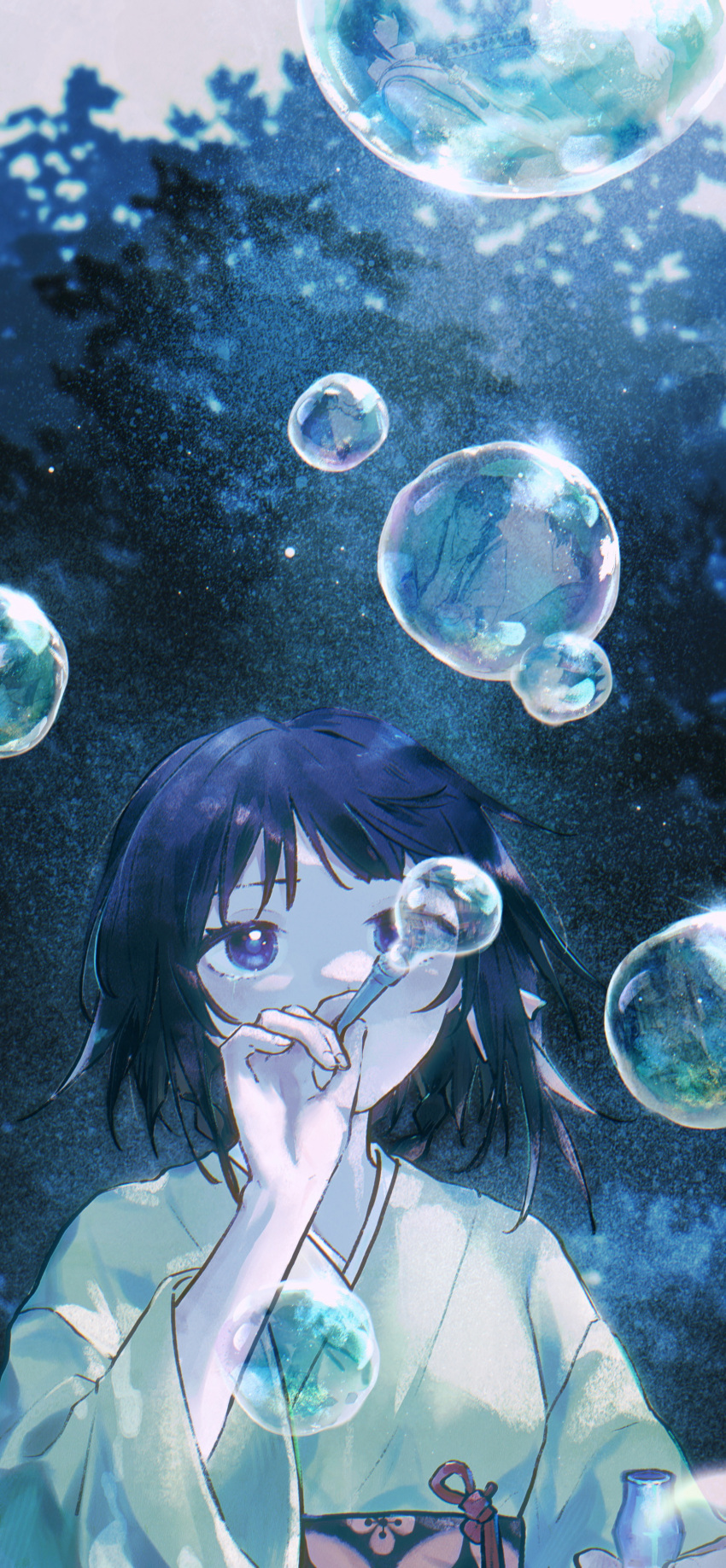 Safebooru - 1girl absurdres anhara black eyes black hair blowing ...
