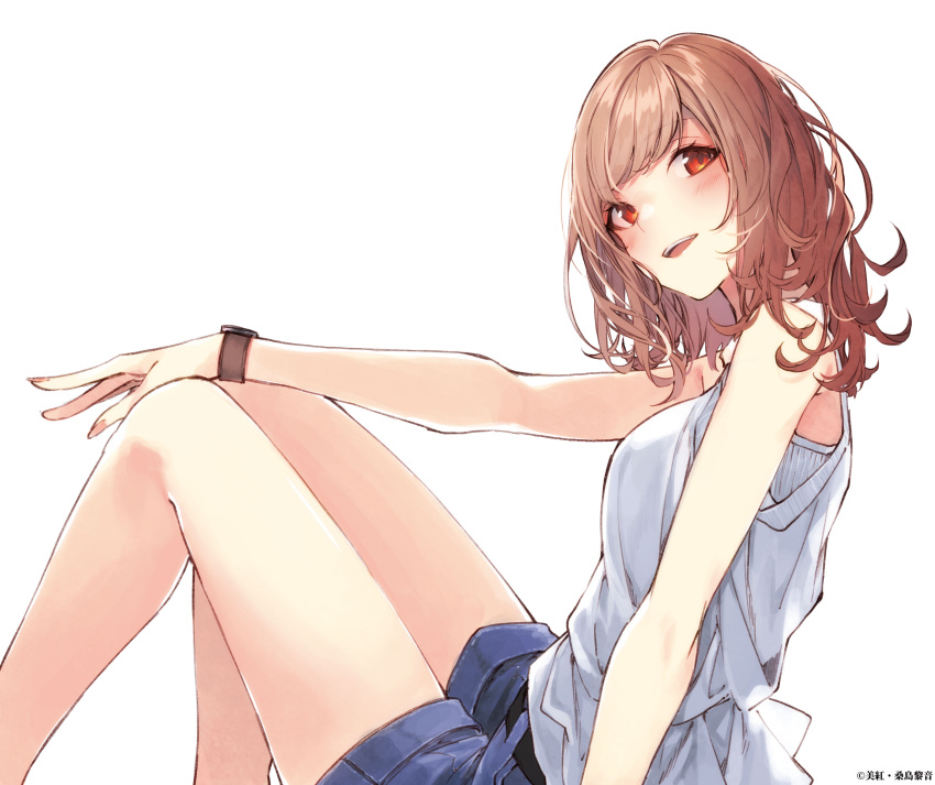 Safebooru - 1girl absurdres bare arms bare legs bare shoulders belt black belt blush denim denim ...