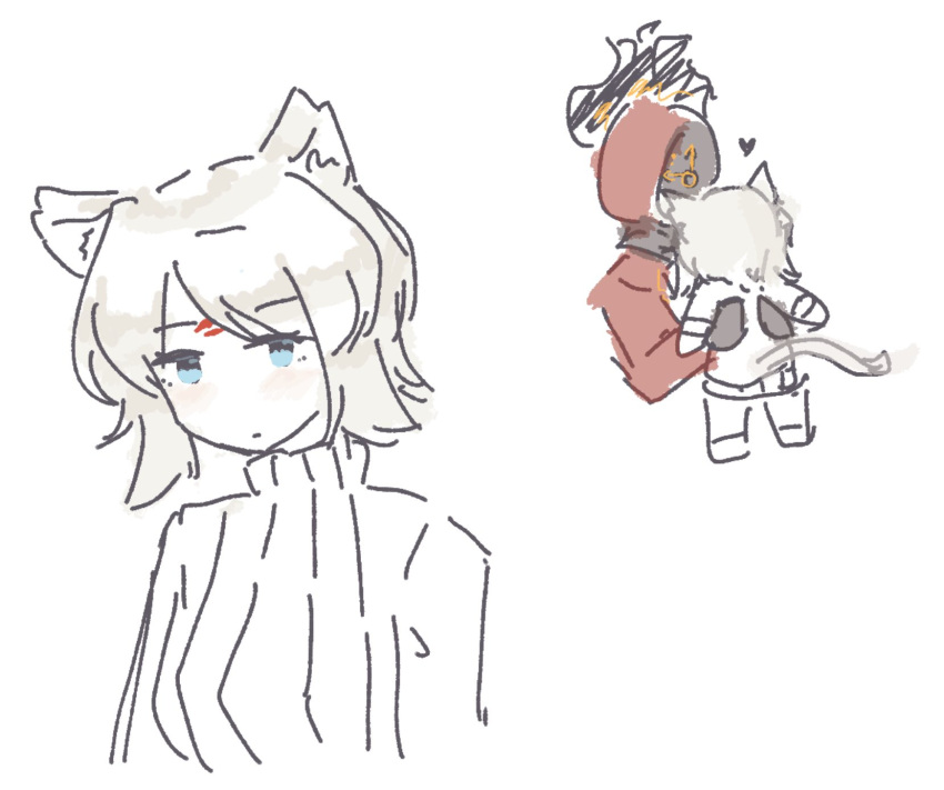 Safebooru - 1girl 1other animal ears black gloves blush cat ears cat ...