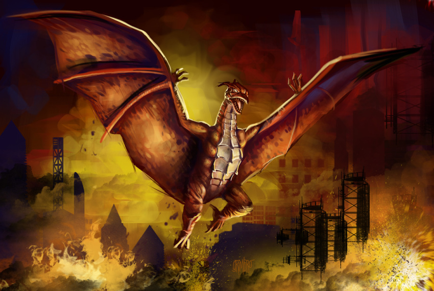 Safebooru - beak explosion fire fire rodan flying godzilla (series ...