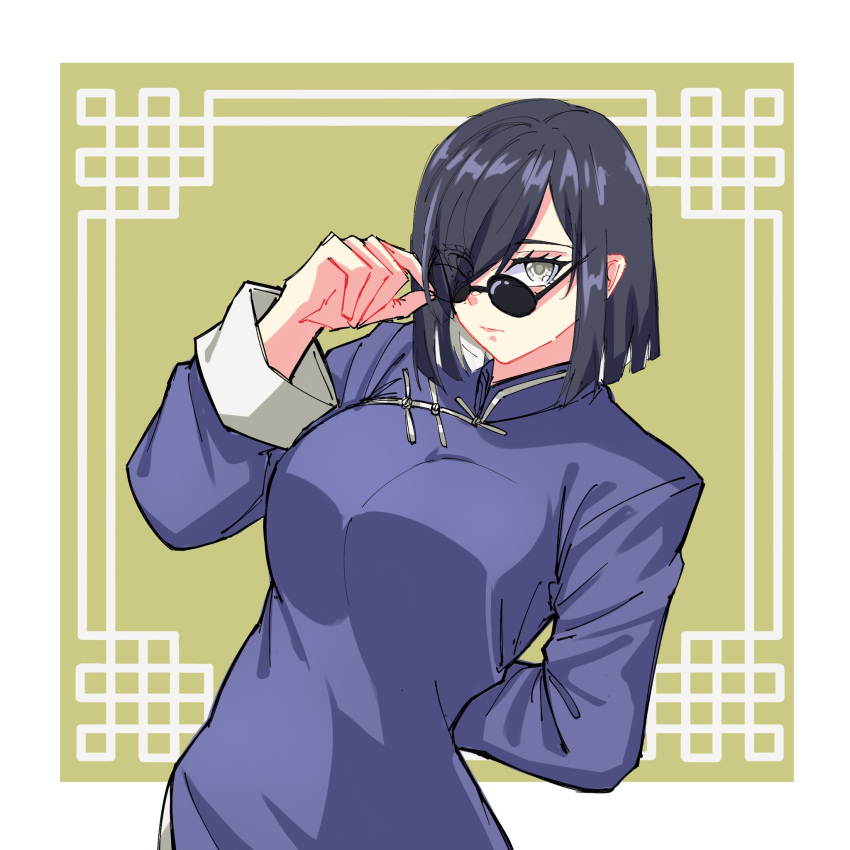 Safebooru - black hair blue dress china dress chinese clothes dress highres keine ...