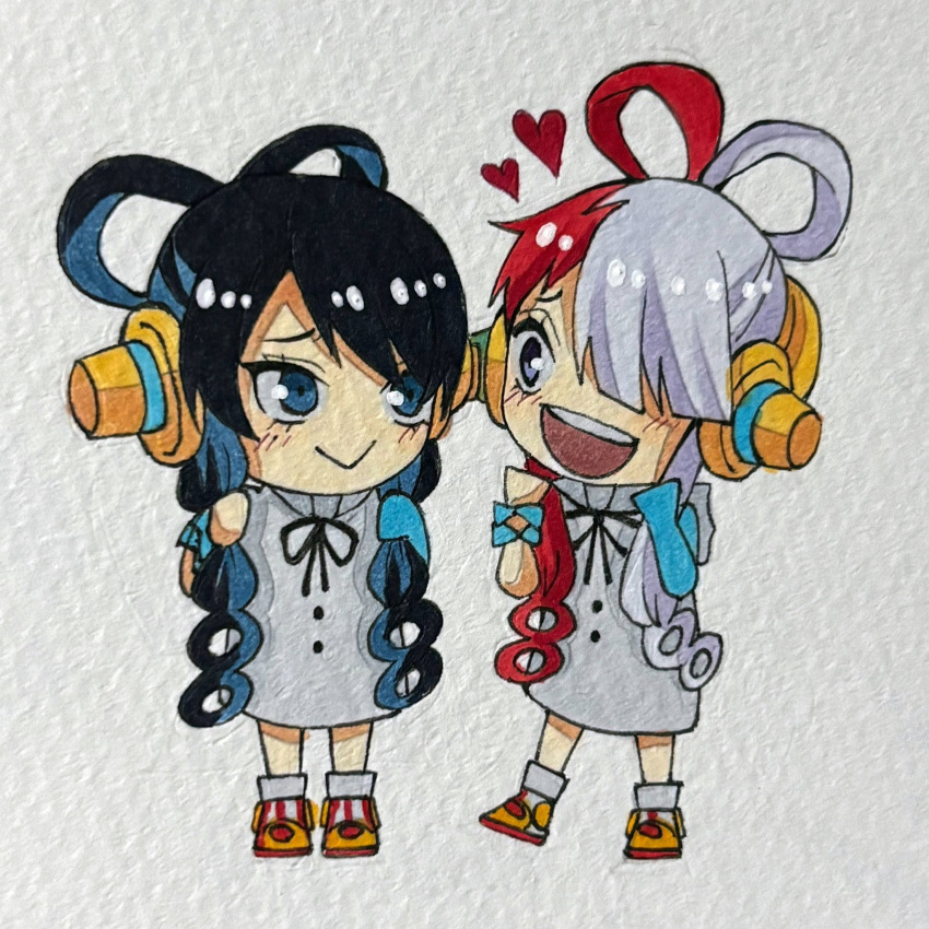 Safebooru - 2girls :> ado (utaite) behind-the-head headphones black ...