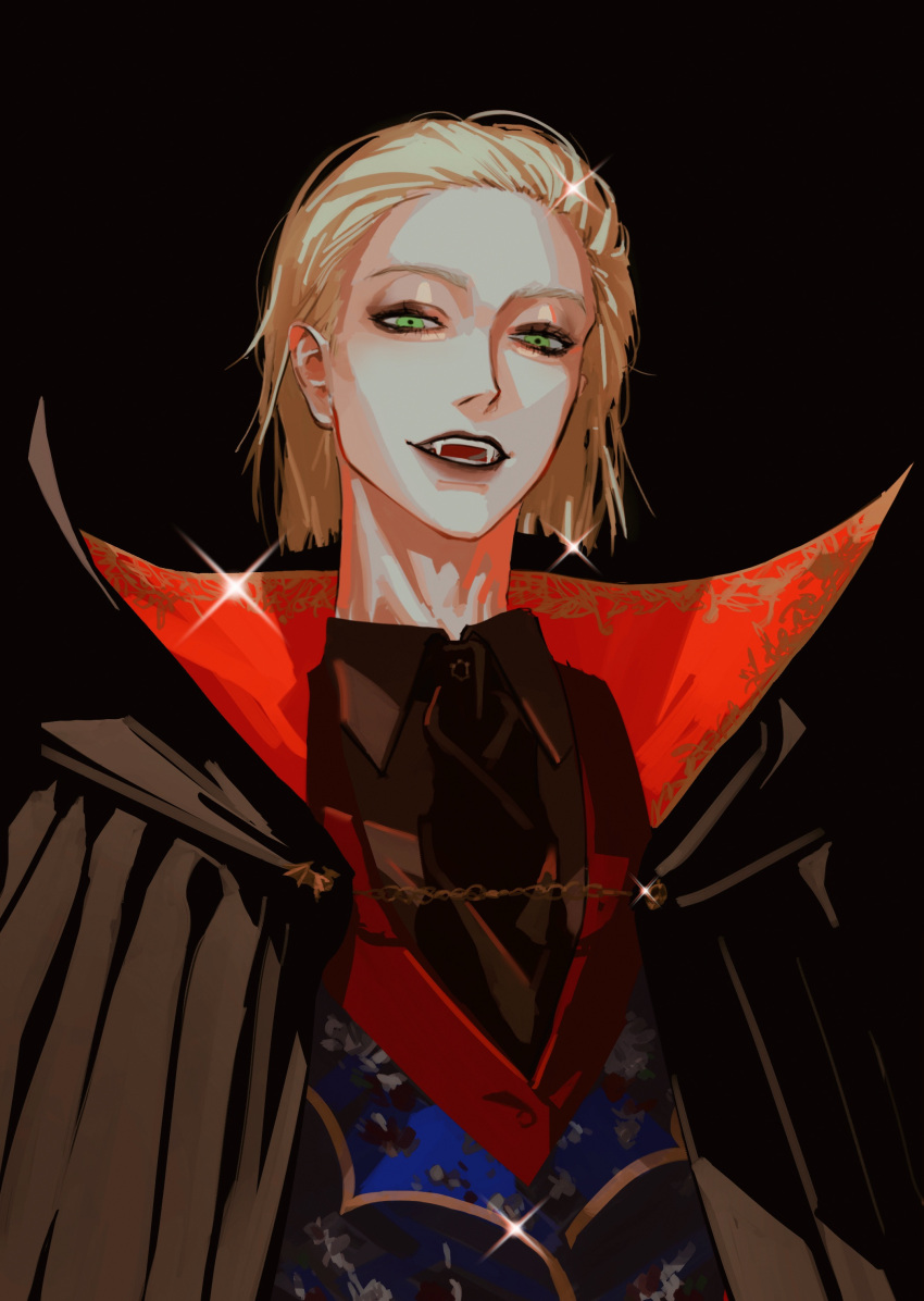 Safebooru - 1boy absurdres black background black cloak black lips ...