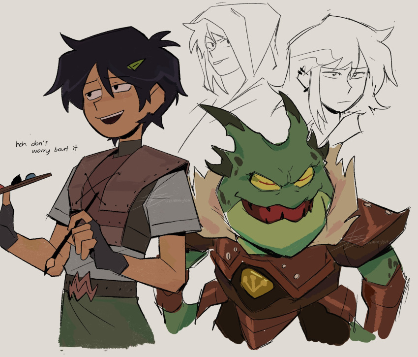 Safebooru - 1girl amphibia armor belt black hair breastplate brown belt dark skin english text ...