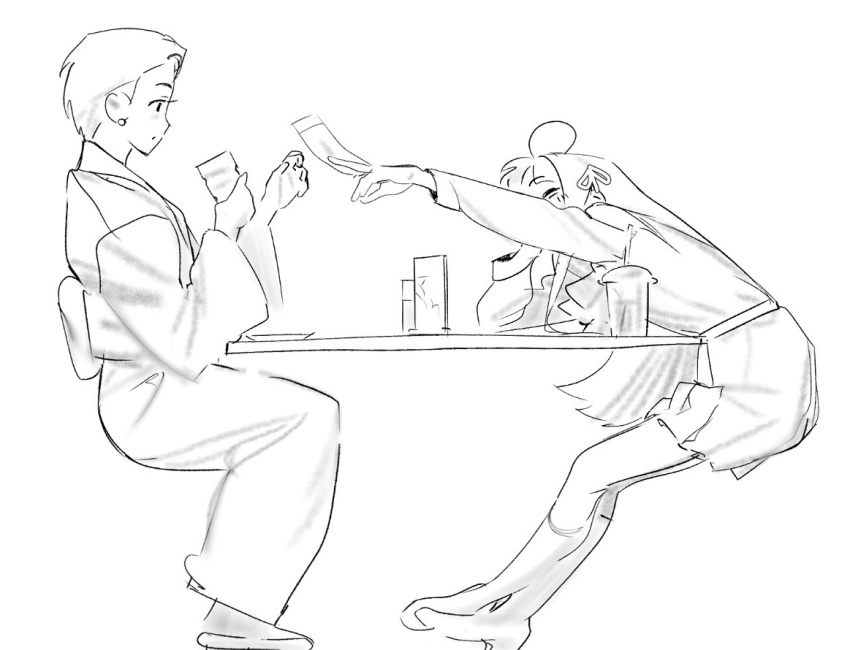 Safebooru - 2girls awa subaru awa tendo back bow bow closed eyes cup ...