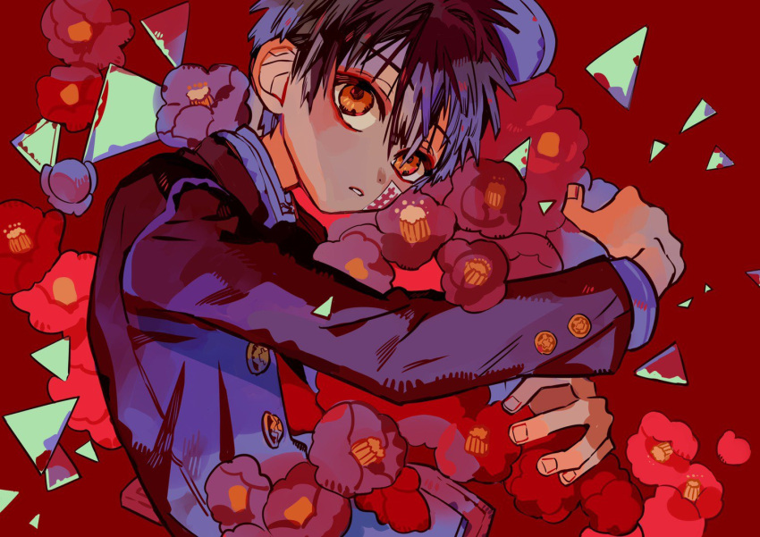 Safebooru - 1boy flower flower request from above gakuran glass shards ...